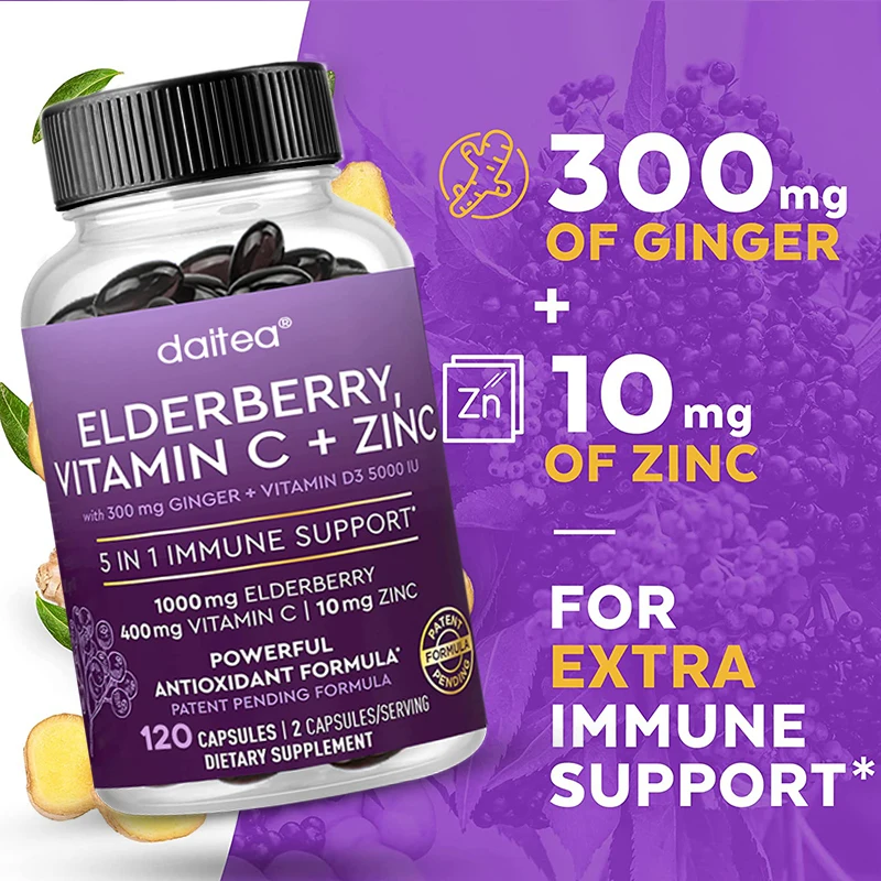 Suplemento de soporte inmunológico de saúco, vitamina C, Zinc y ...