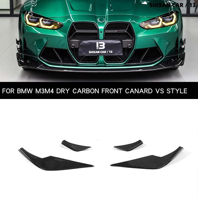 Dry Carbon Fiber Front Bumper Side Canards Fin Flaps Trim For BMW M3 M4 G80 G81 G82 G83 2021 ...