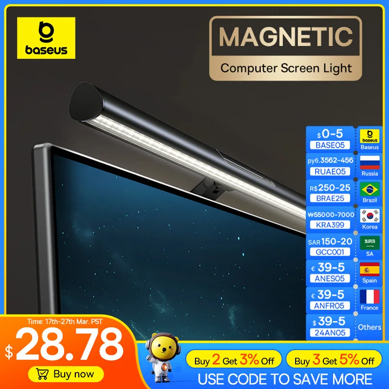 Baseus BS-LT007 i-wok 3 Magnetic Computer Screen Light for 31.39 USD ...