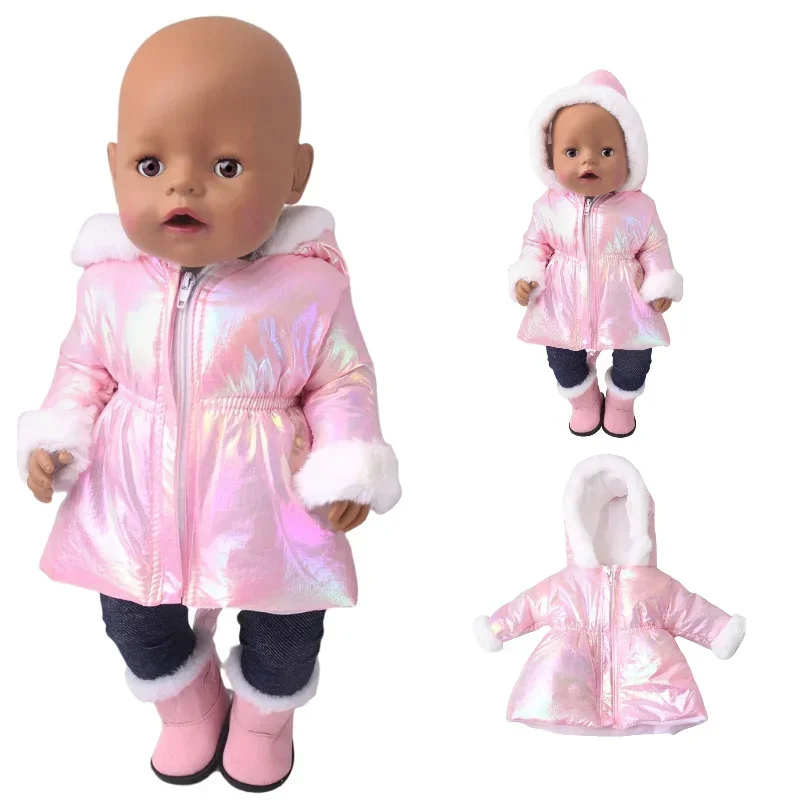 43cm-Baby-Doll-Winter-Wear-Pink-Long-Coat-18-Inch-Girl-Doll-Clothes ...