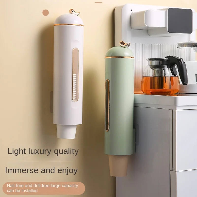 Disposable-Paper-Cups-Plastic-Dustproof-Storage-Dispenser-Shelves-Cup ...