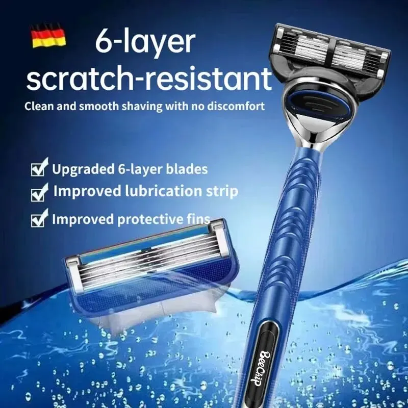 Razor-Manual-Shaver-Six-Layers-of-Blades-Eight-Replacement-Cutter-Heads ...
