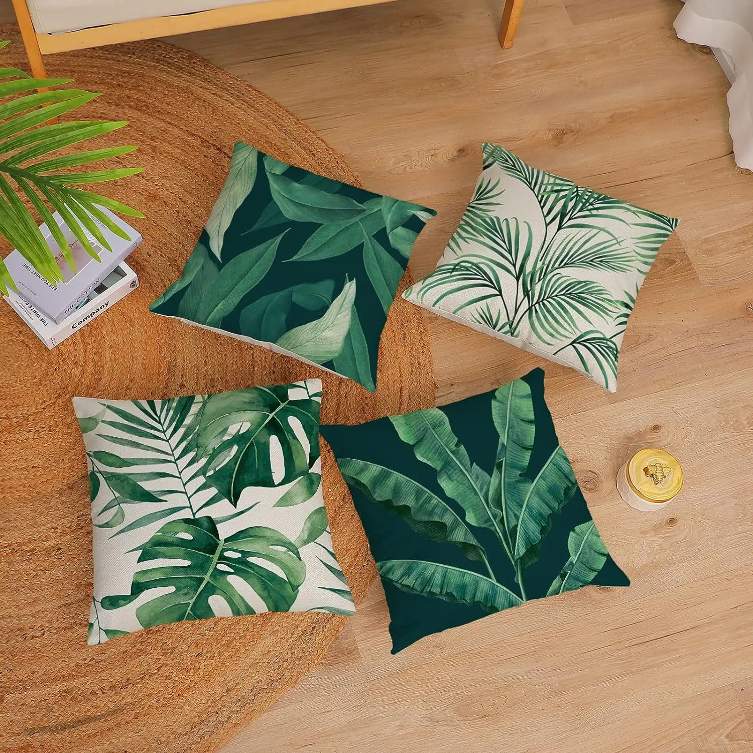 Green-Plant-Throw-Pillow-Case-Tropical-Leaves-Summer-Decorations-Pillow ...