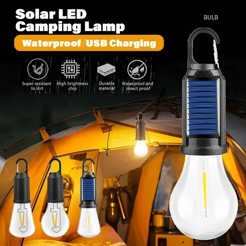 Bombillas de lámpara LED con energía Solar para exteriores, luz de ...