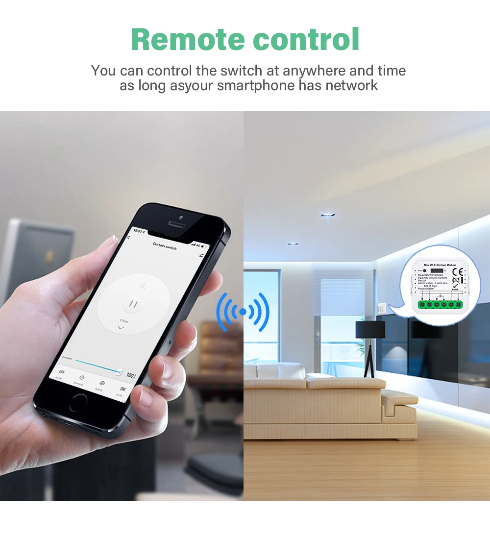 Tuya Wireless Wifi And Zigbee Curtain Switch Module For Roller Shutter Electric Motor Smart Home