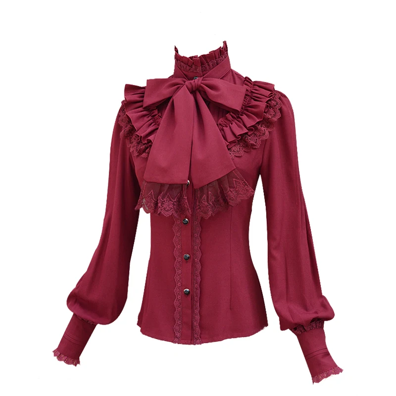 Bowknot-Lace-Ruffled-Vintage-Vampire-Steampunk-Gothic-Lolita-Blouse ...