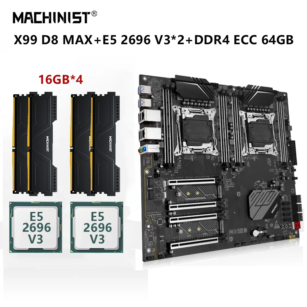 Machinist X99 D8 Max Motherboard Lga 2011 3 Dual Cpu Kit Set Xeon E5