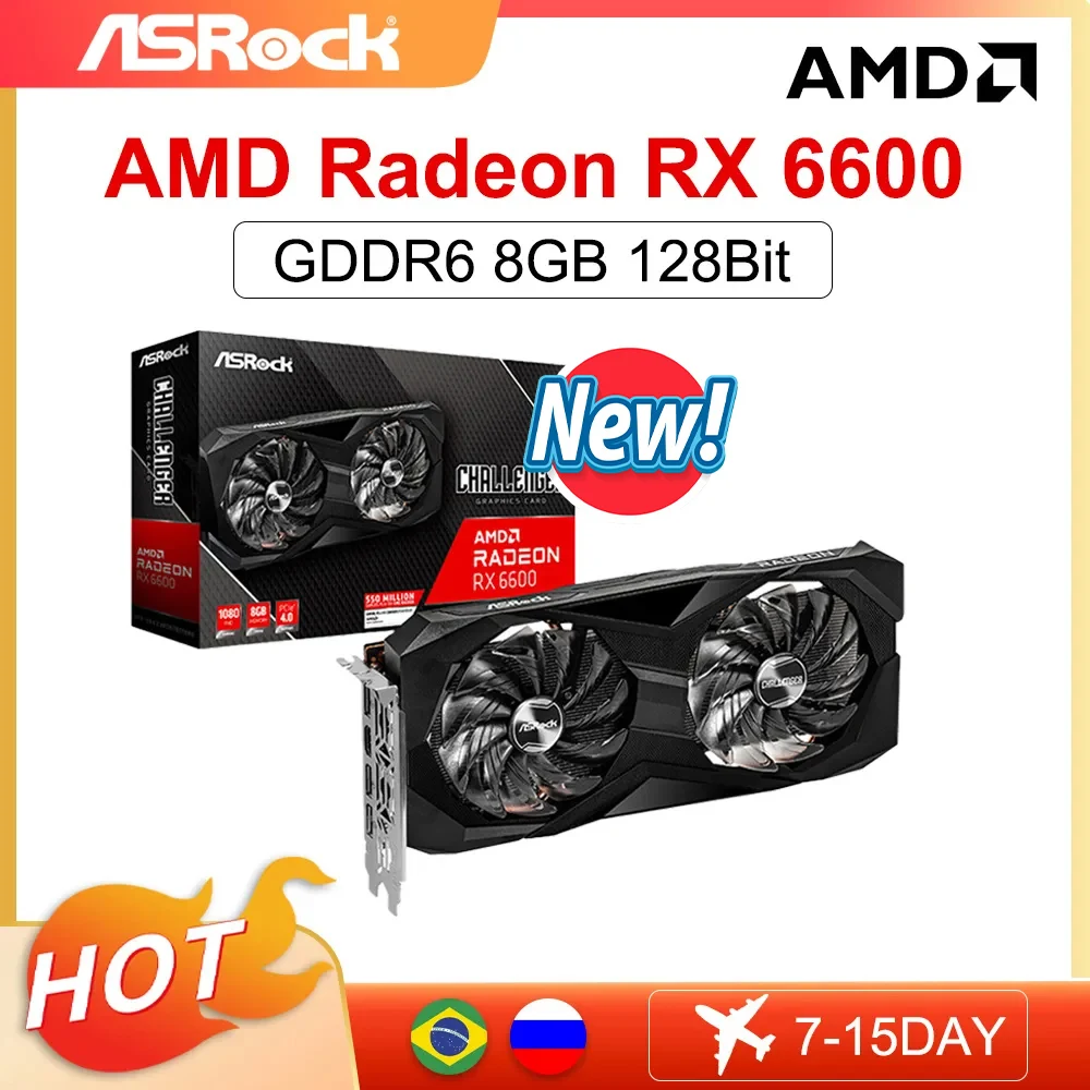ASROCK NEW AMD Radeon RX 6600 RX 6600M Graphic Card 8GB GDDR6 128-bit ...