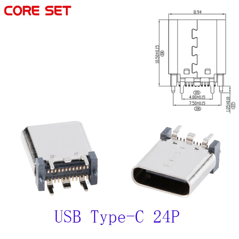 5PCS-24Pin-SMT-Socket-Connector-Micro-USB-Connector-Type-C-3-1-Female ...