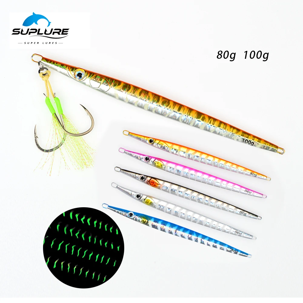 Super-Lures-80g-100g-Fishing-Lure-Needle-Fish-Fast-Jigging-Lure-Glow ...