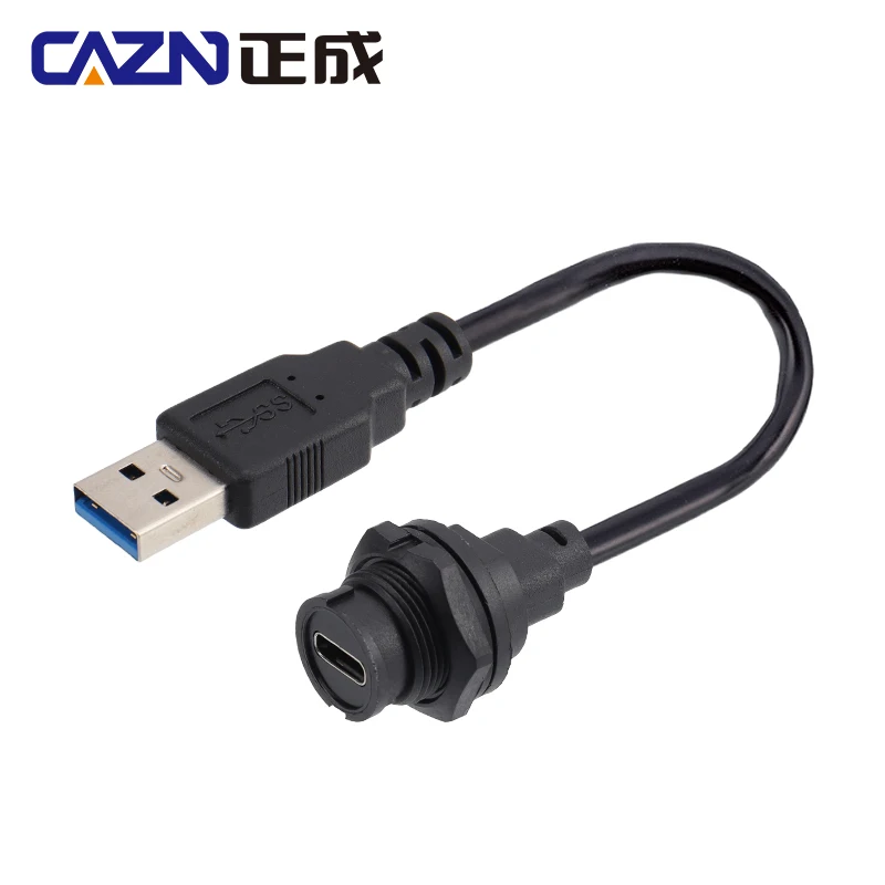 CAZN Waterproof IP67 IP68 Type C Female Rear Mount Receptacle to USB ...