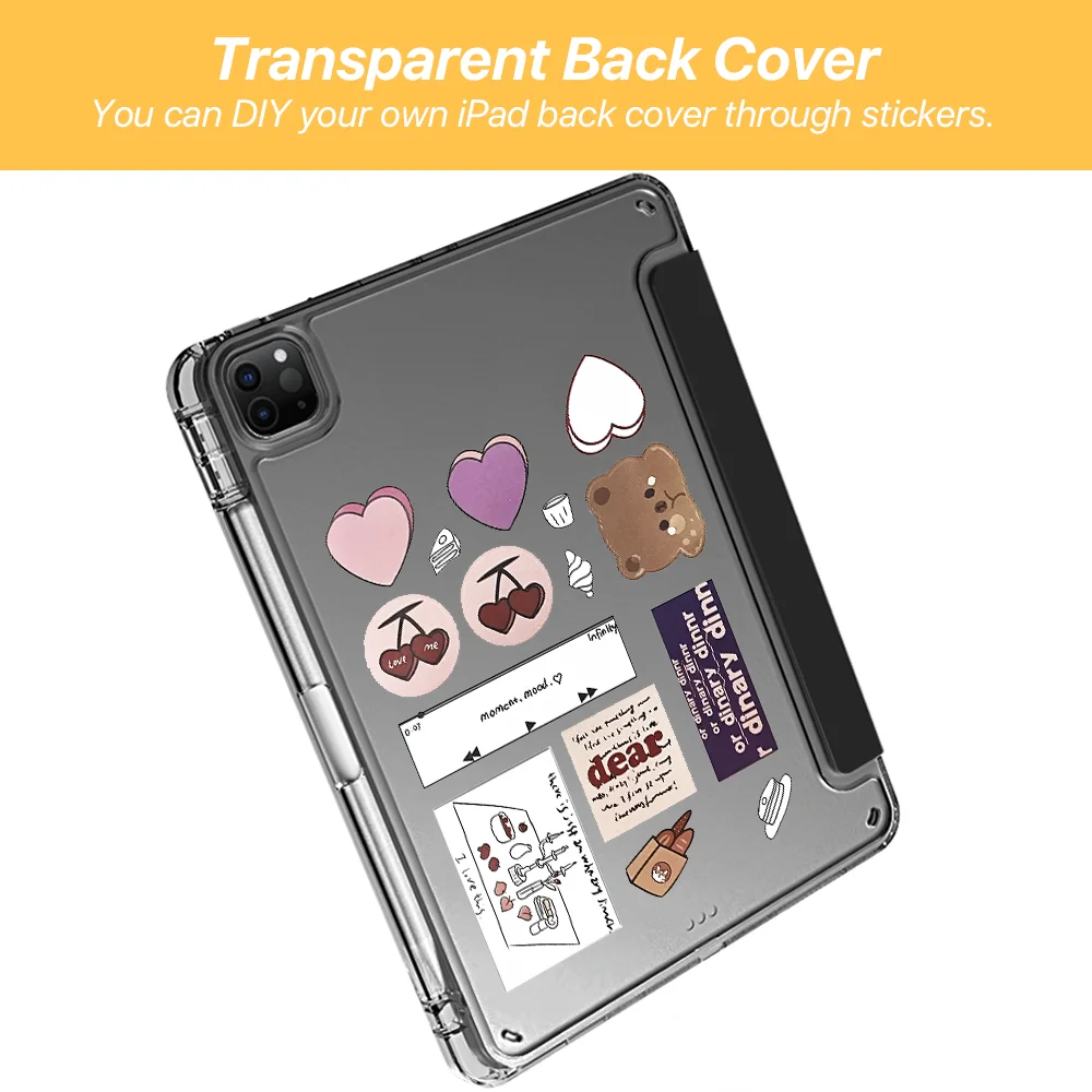 For IPad 9.7 5/6th Air 12 Transparent Case With Pencil Holder For iPad ...