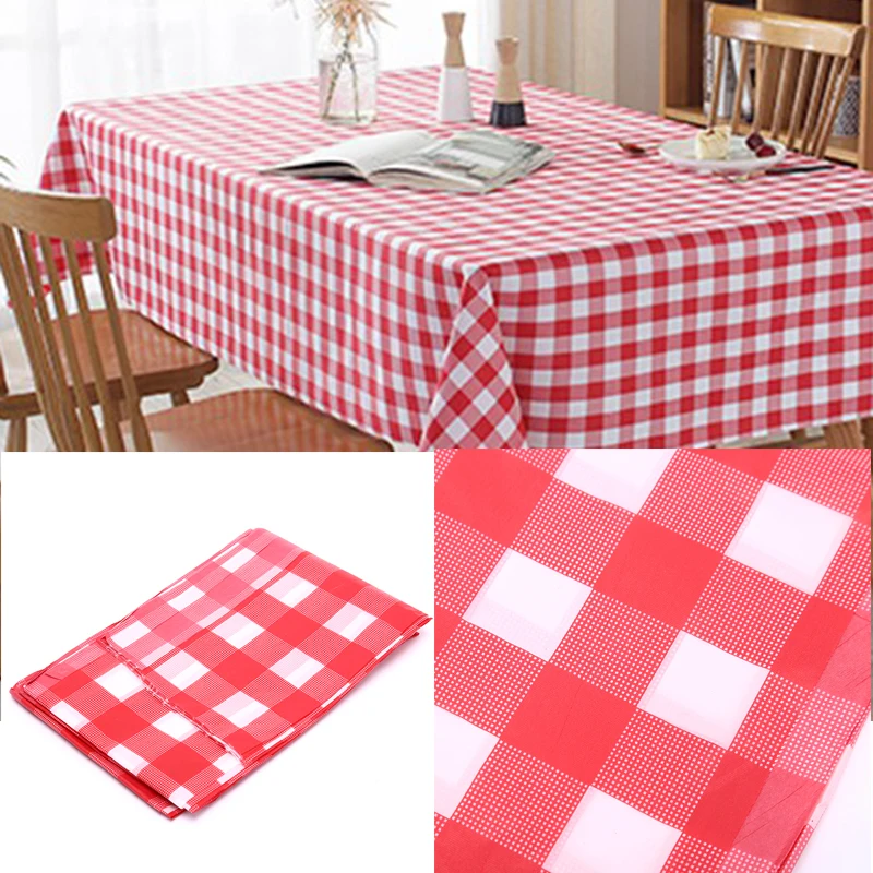 1Pc Disposable Thickening Red Checkered Tablecloth For Party Weddings ...