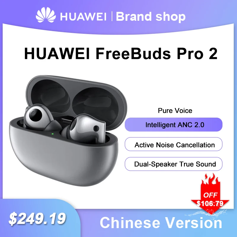 New Huawei Freebuds Pro 2 Intelligent Anc 2.0 47db 4-mic Call Noise Cancellation Bluetooth 5.2 ...