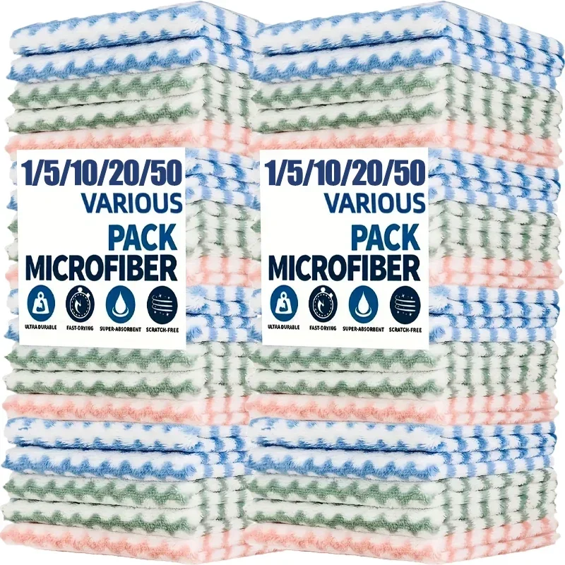 50-1PCS-Super-Absorbent-Coral-Fleece-Dishcloths-Kitchen-Dish-Pot ...