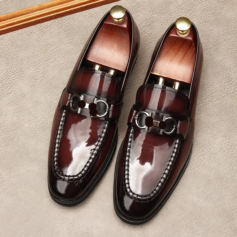 New Men's shoes, leather shoes, foot, patent leather, button ...