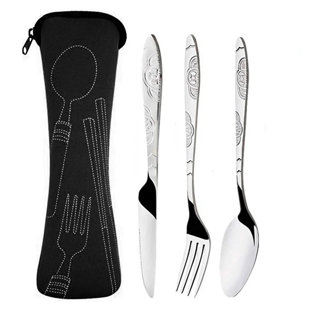 Portable-Tableware-Set-with-Zippers-Camping-Spoon-Travel-Tableware-Set ...