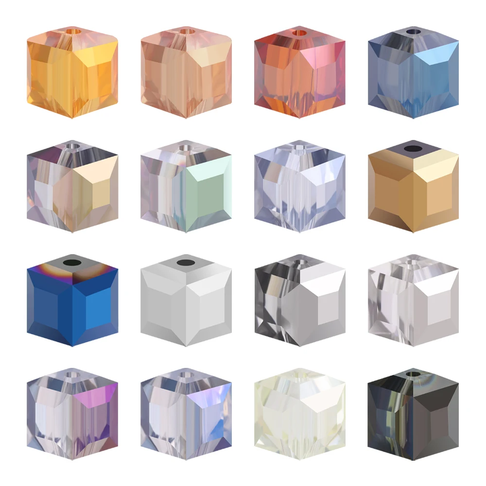 Perles-carr-es-en-verre-autrichien-cube-d-espacement-cristal-perl ...