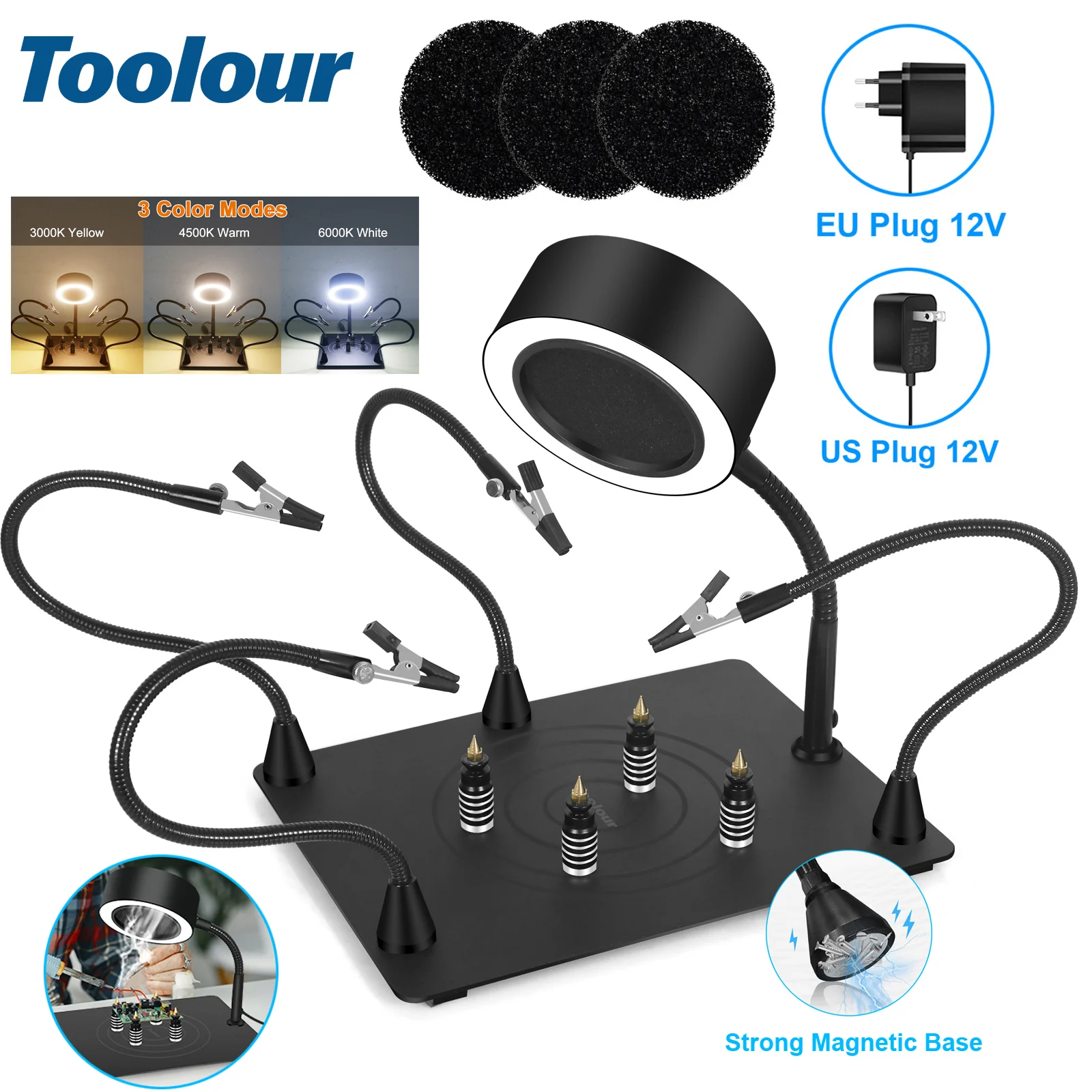 Toolour 12W Welding Smoking Device with 3 Color LED Light 4 Flexible ...