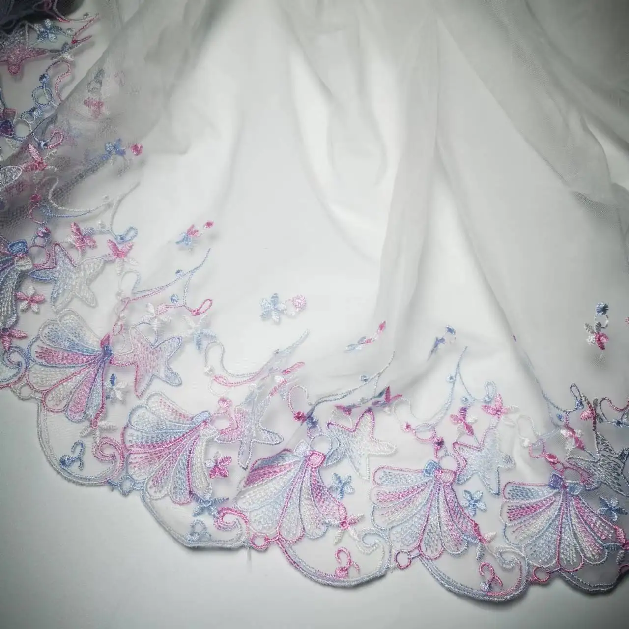 1 Yard 18cm wide Purple Polyester Soft Mesh Embroidery Lace Trimmings ...