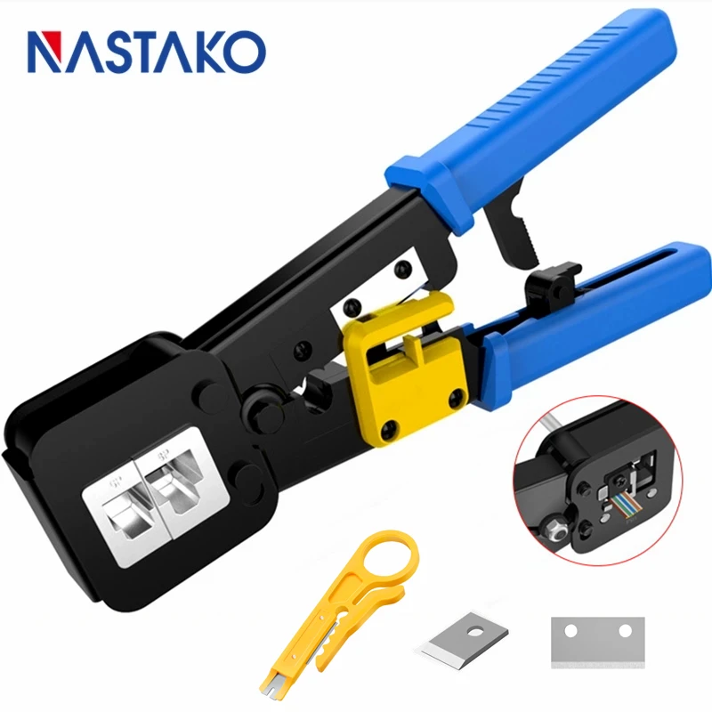 Easy Pass Thru RJ45 Crimper RJ45 Crimping Tool Cat5 Cat5e Cat6 Pliers ...