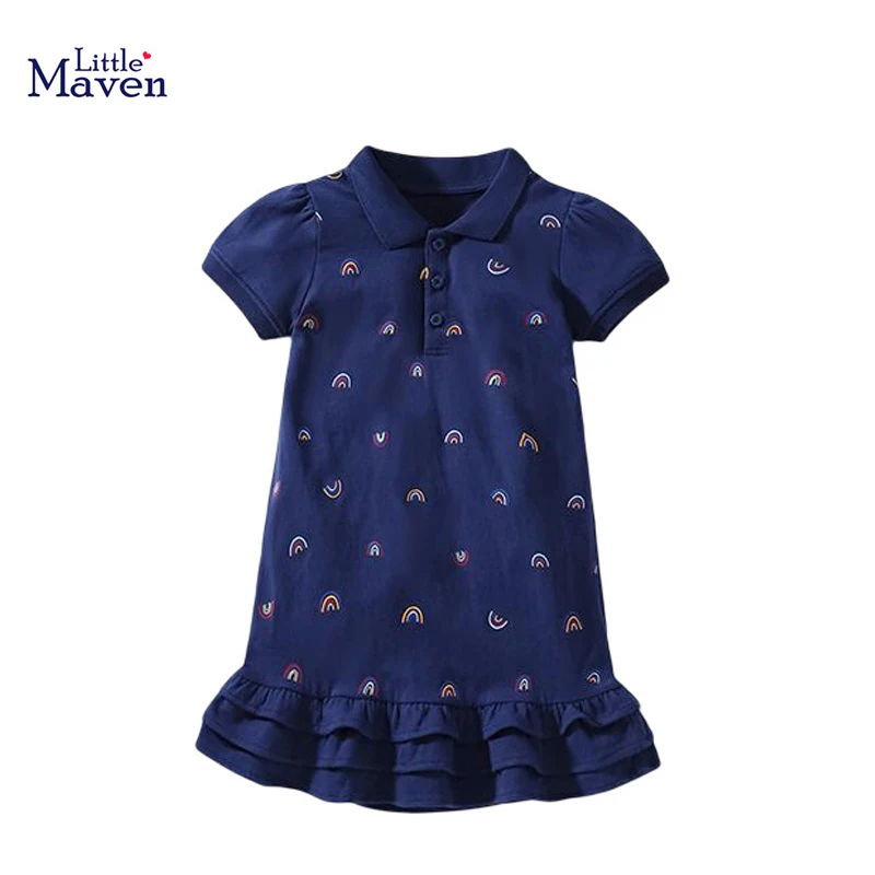 Little-maven-Girls-Dress-Rainbow-for-Kids-Girls-Turn-down-Collar ...
