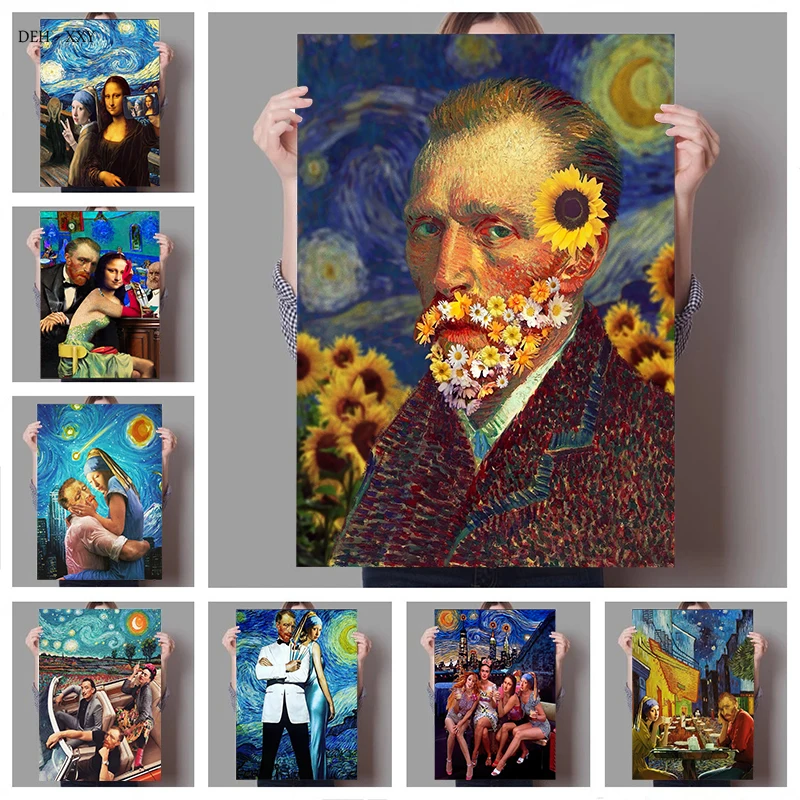 Funny-Van-Gogh-Starry-Sky-Art-Canvas-Painting-Van-Gogh-and-Friends ...