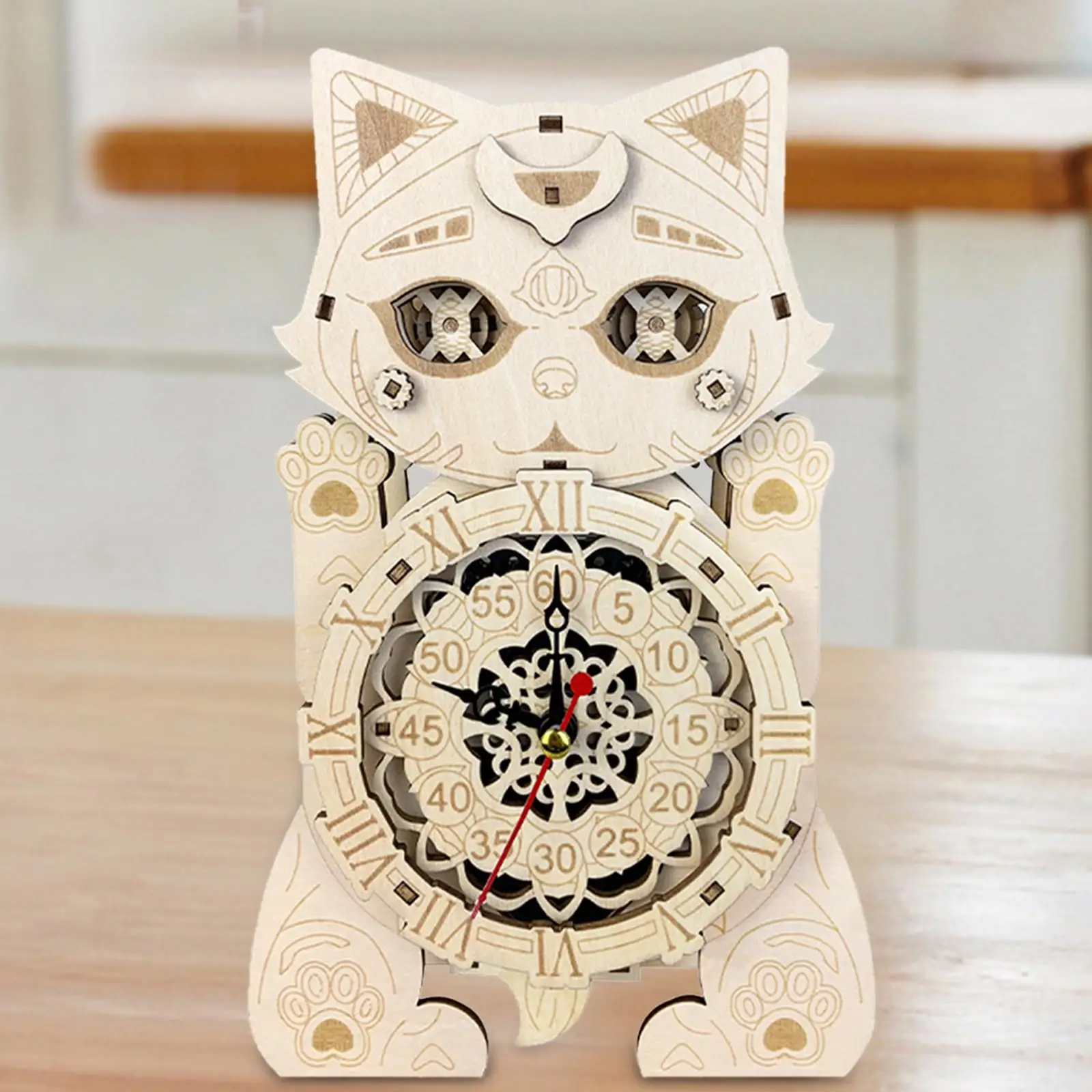 3D-Wooden-Puzzle-Cat-Clock-Cute-Tabletop-Decoration-Desk-Clock-Decor ...