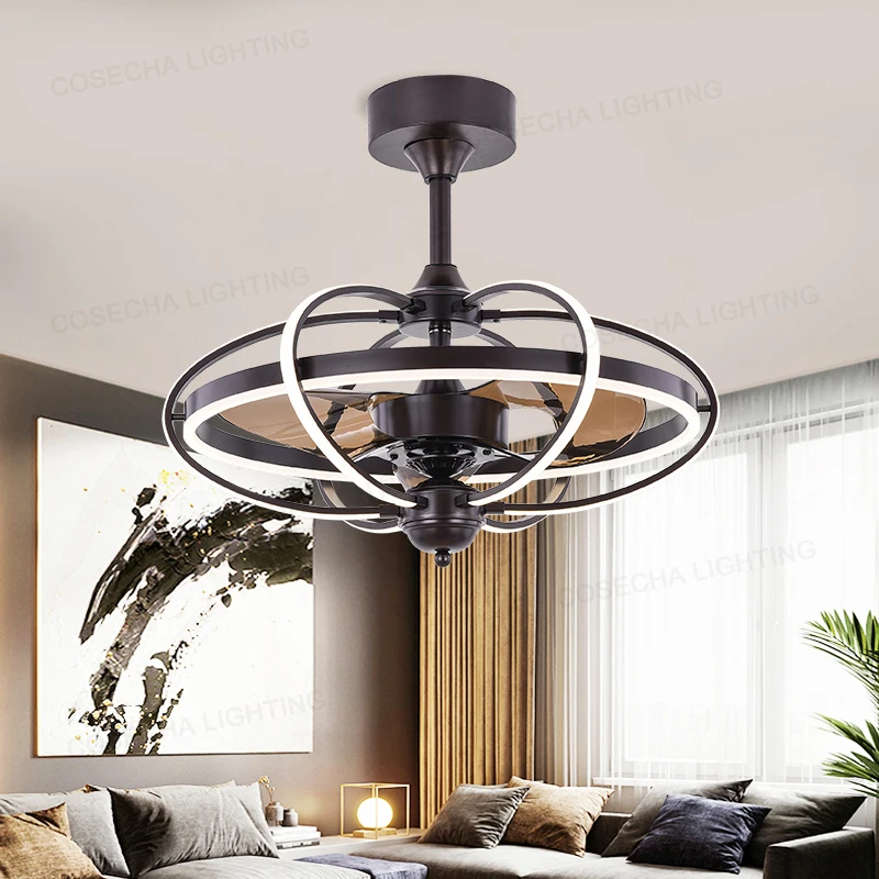 New Nordic modern invisible ceiling fan light living room study bedroom ...