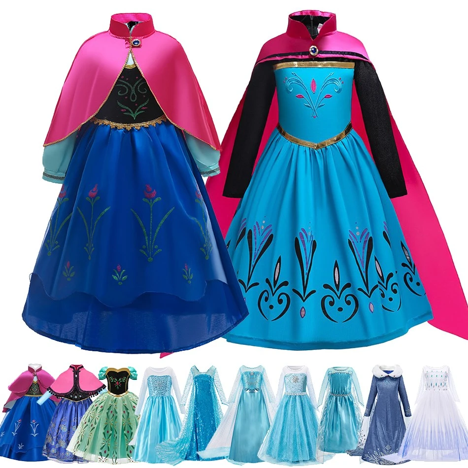Girl Anna Elsa Dress Kids Halloween Cosplay Costume Children Princess ...