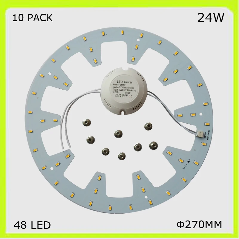 10 PACK Round 24W LED Ceiling Light Kits Circular Lamp PCB Techo ...