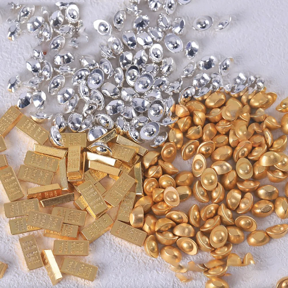 20Pc Simulation Mini Gold Ingot Gold Bar Alloy Cabochon Jewelry Crafts ...