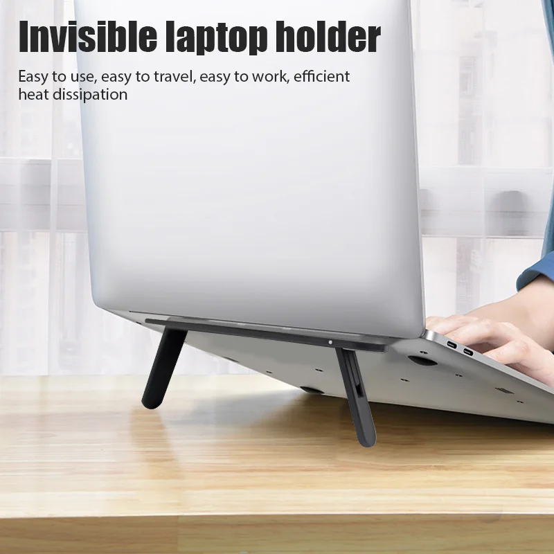 Portable-Laptop-Stand-Foldable-Invisible-Notebook-Keyboard-Holder-Riser ...
