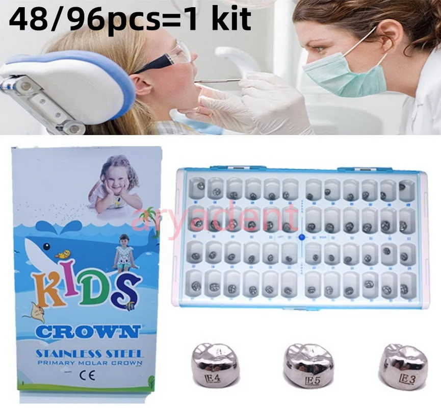 48-96pcs-Dental-Kids-Molar-Premolar-Crown-Primary-Temporary-Preformed ...