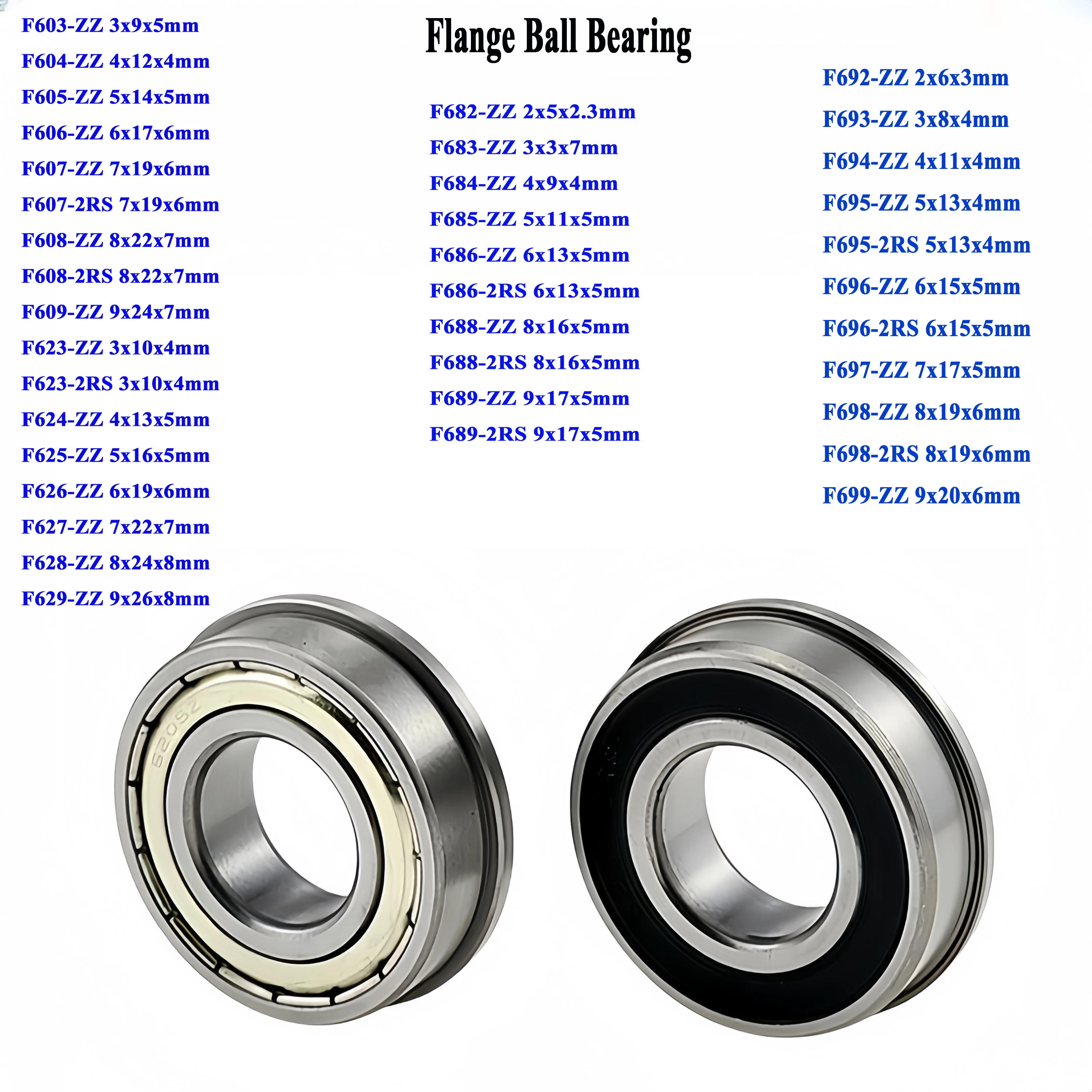 10PC-Flange-Ball-Bearing-F604-F605-F608-F624-F625-F688-F689-F695-F696 ...
