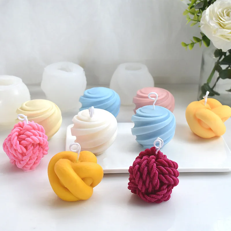3D-Wool-Bubble-Ball-Silicone-Candle-Mold-Knot-Spiral-Striped-Ball ...