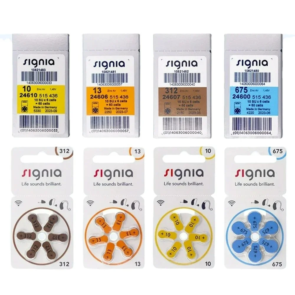 60PCS-Hearing-Aid-Batteries-Signia-Battery-A10-A13-A312-A675-PR70-Zinc ...