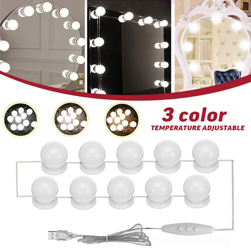 LED-Make-up-Mirror-Light-Bulbs-USB-Hollywood-Vanity-Makeup-Mirror ...