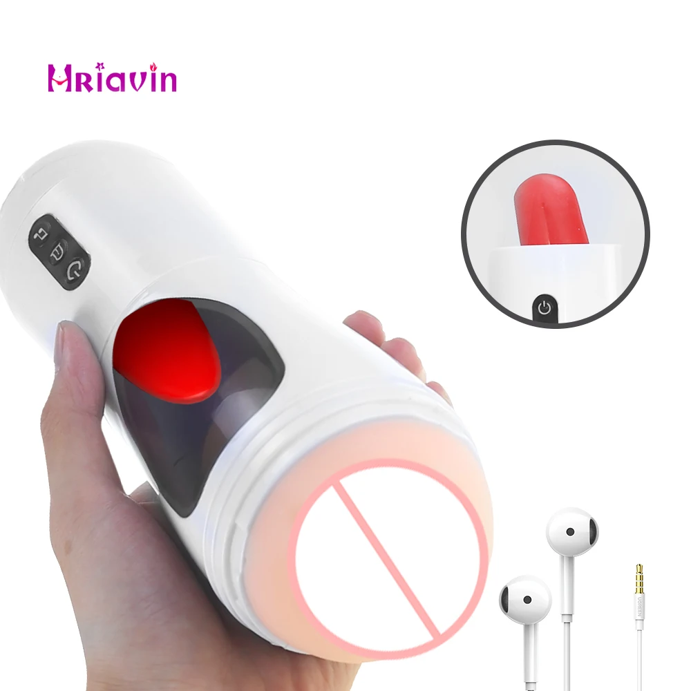 Tongue Licking Male Masturbator Cup Sex Toys for Men Real Vagina Blowjob Sucking Machines ...