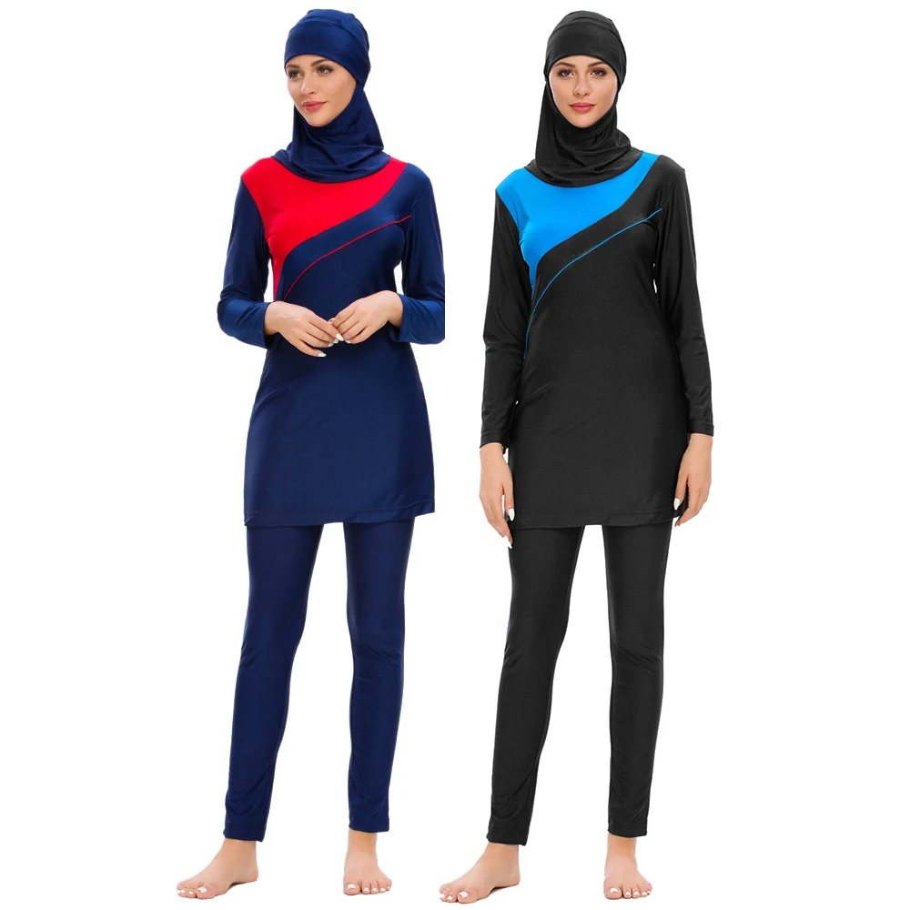Burkini-Muslim-Women-s-Swimsuit-Long-Sleeve-Beach-Wear-Blue-and-Red ...