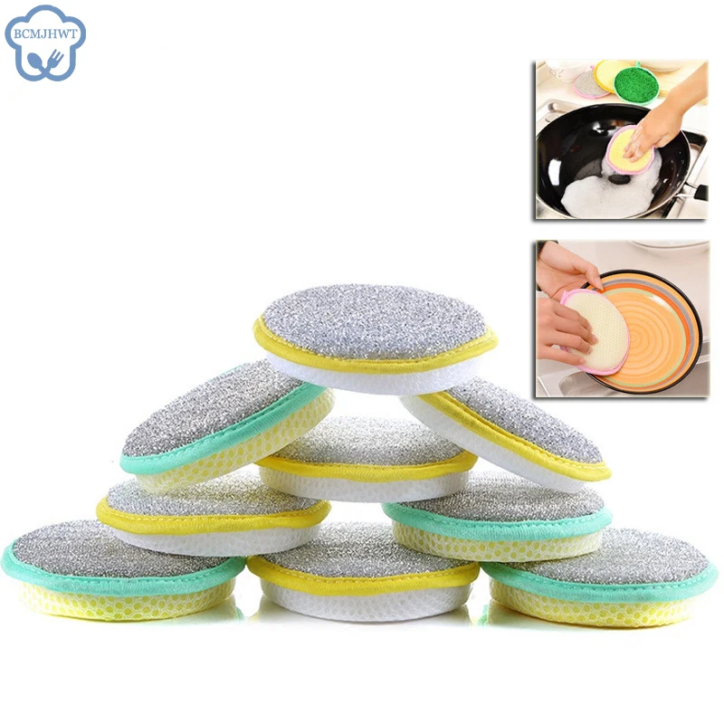 3PCS Double Side Dishwashing Sponge Dish Washing Brush Pan Pot Dish ...