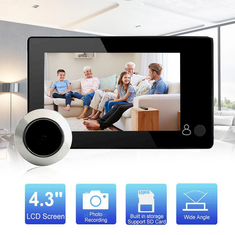 4-3-Monitor-Video-Doorbell-Digital-Viewer-1080P-Peephole-Door-Camera ...
