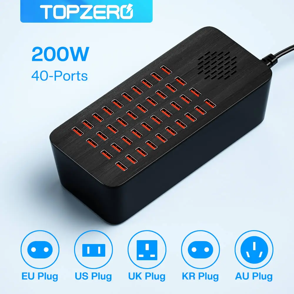 USB-Charger-Multiple-Ports-Desktop-USB-Charging-Station-200W-40-Ports ...