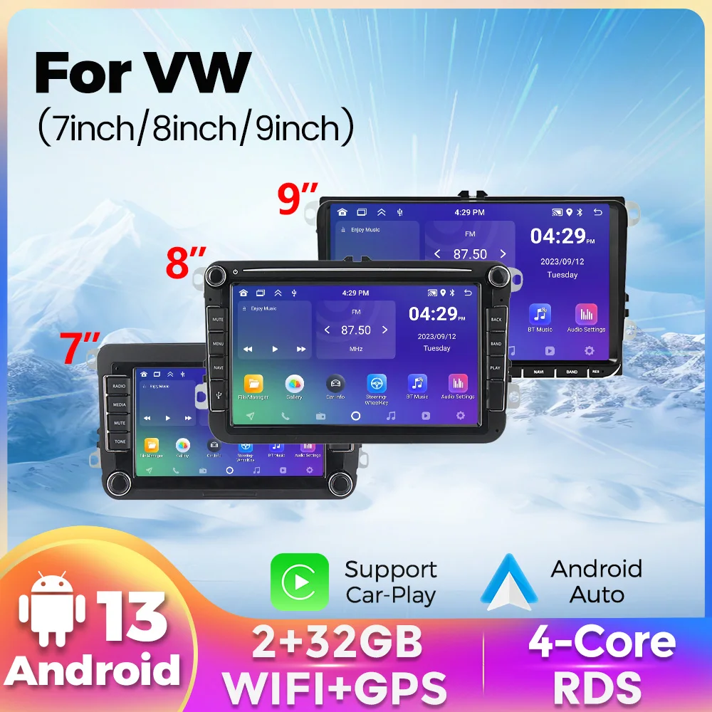 7/8/9" Android13 BT GPS Car Multimedia Radio for Volkswagen VW Golf 5 6 ...
