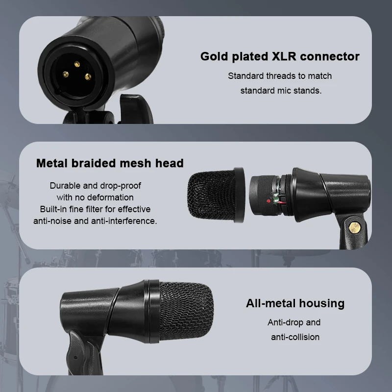 Lexinova 7L-B5 Kick Drum Bass Cardioid Instrument Microphone – Outdoor ...