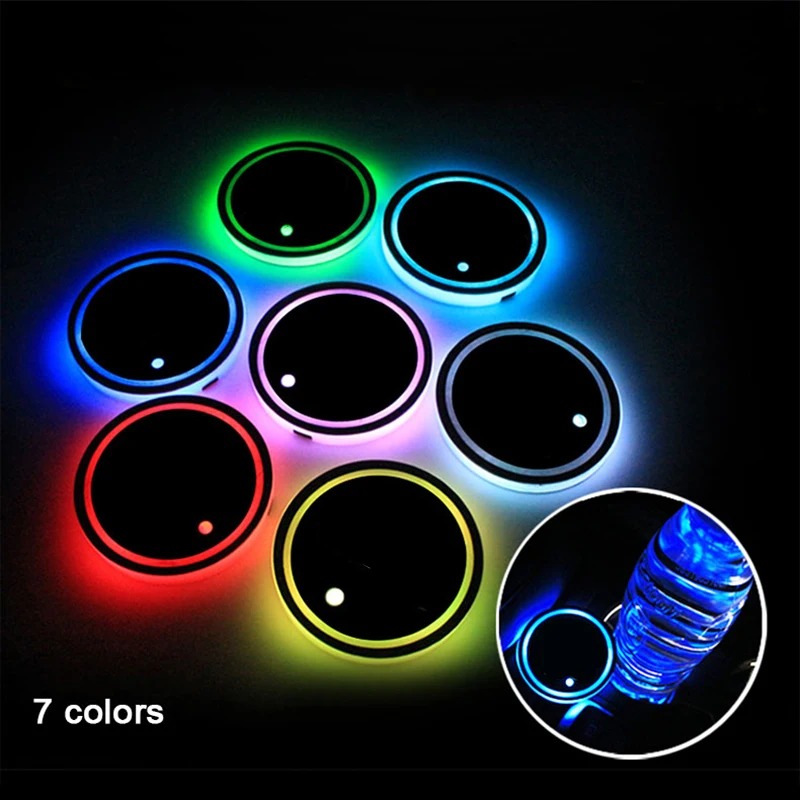 For-Fiat-500-Car-Luminous-Water-Cup-Coaster-7-Colorful-Car-Led ...