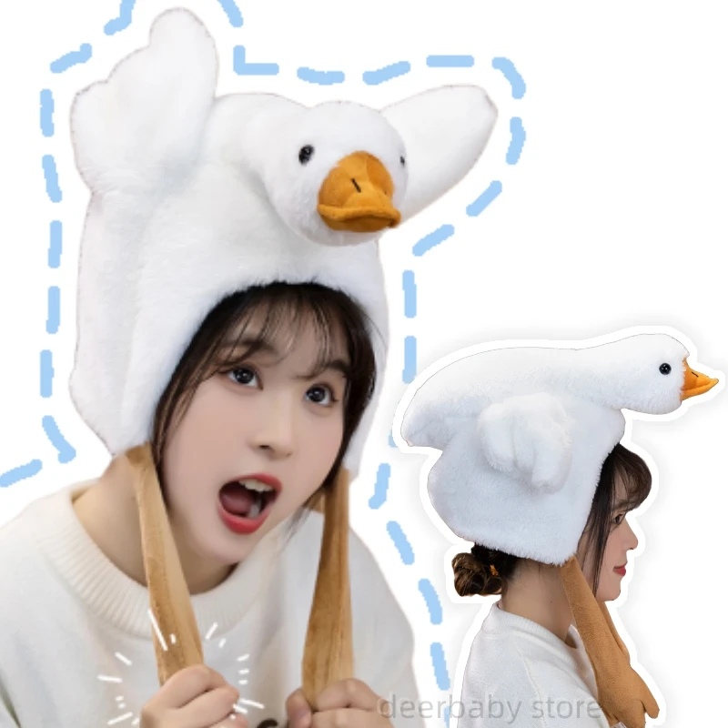 Fun-And-Creative-Big-White-Goose-Hat-Plush-Toy-Pinch-Goose-Feet-Wings ...