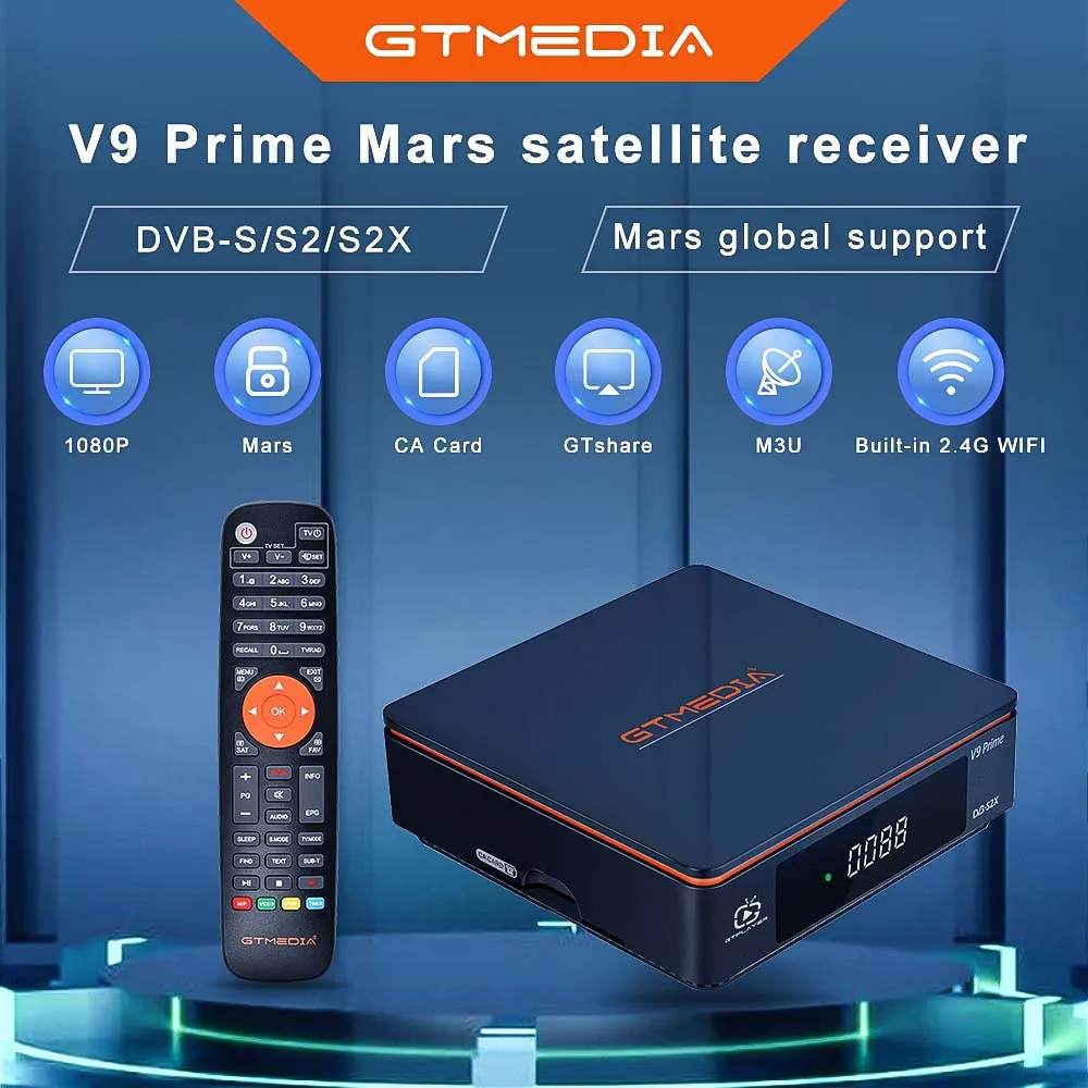 GTMEDIA V9 Prime Satellite Receiver DVB-S/S2/S2X HEVC main10, AVS+ BISS auto roll, Built-in 2.4G ...
