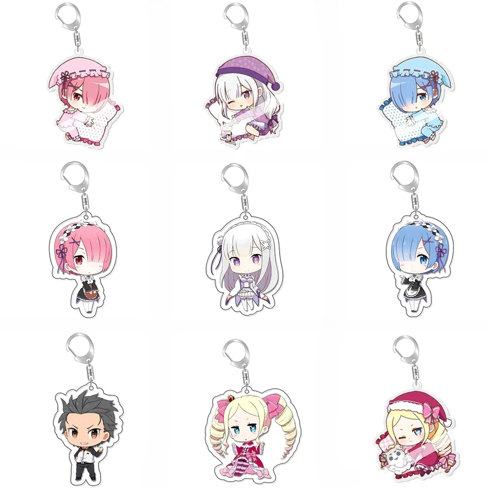 Re:Life in A Different World From Zero Ram Rem Keychains Emilia ...