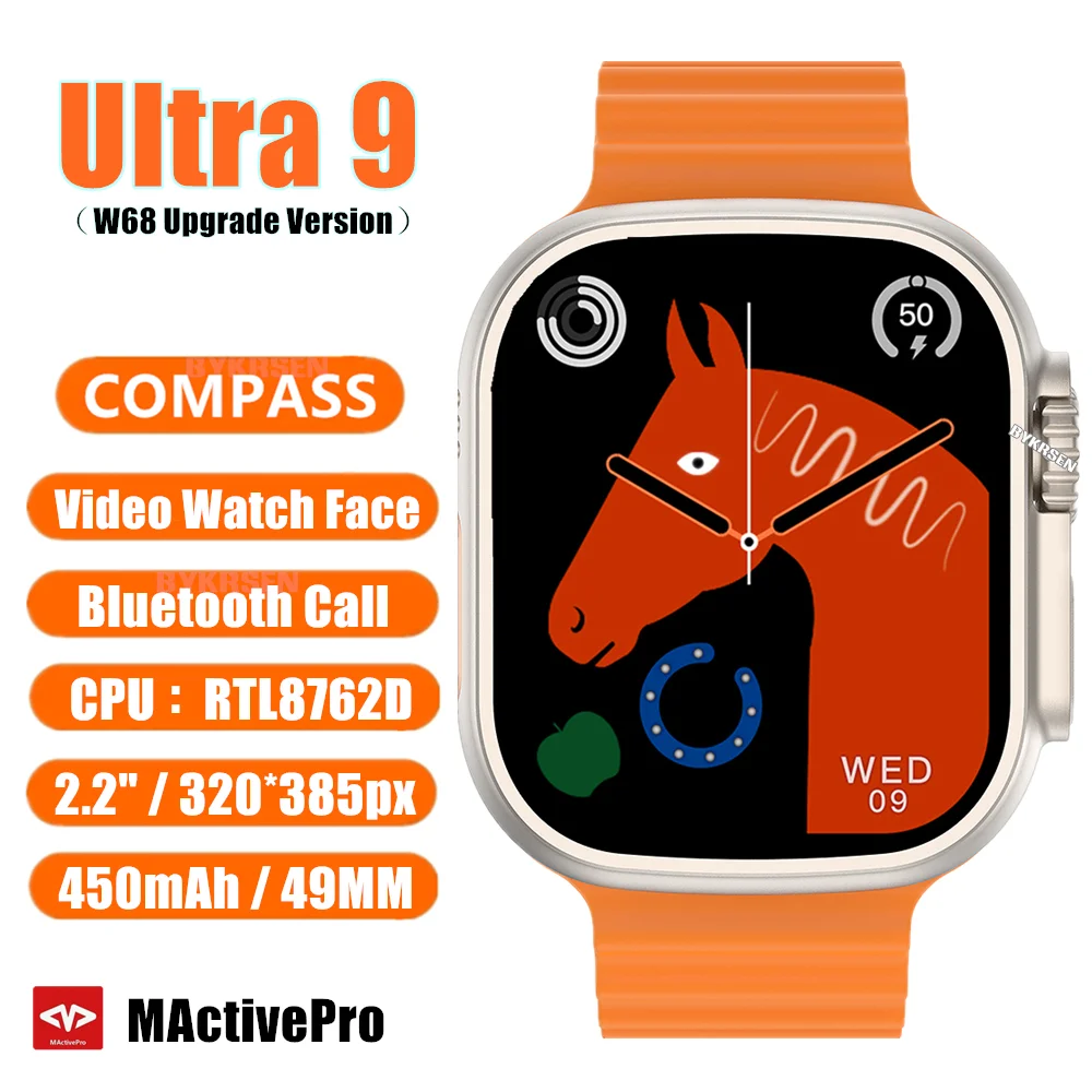 Ultra 9 450mah Smart Watch Bluetooth Call Microwear Series 9 Compass 2. ...